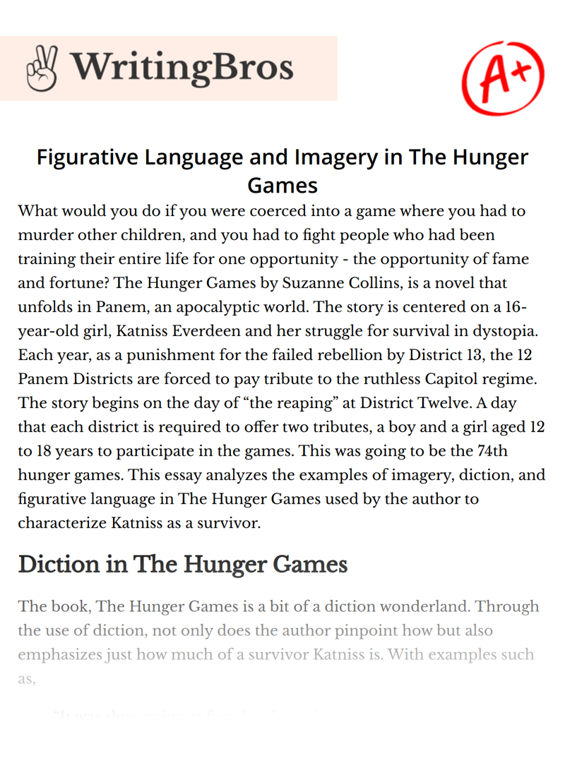 Figurative Language And Imagery In The Hunger Games Free Essay Sample